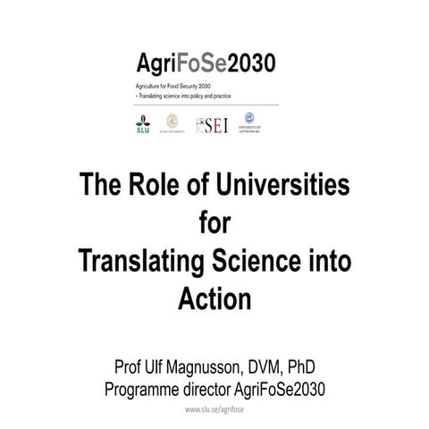The Role of Universities for Translating Science into Action | PPTX