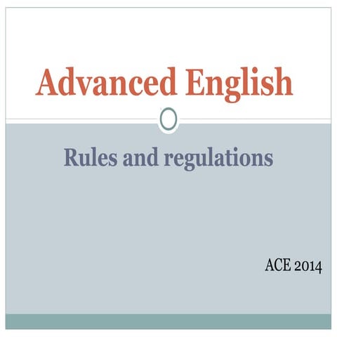 Advanced English Housekeeping Rules | PPT