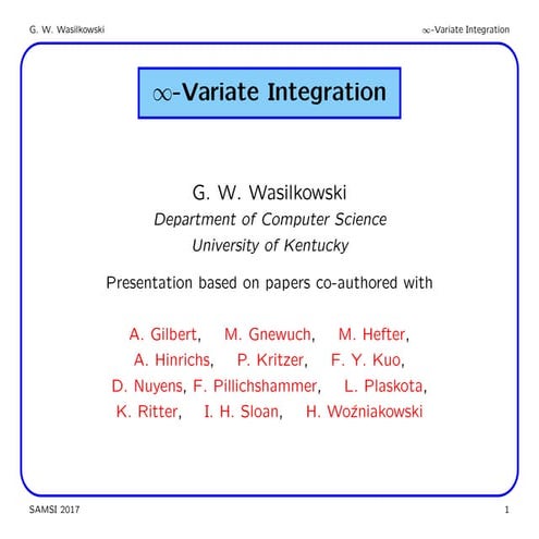 Program on Quasi-Monte Carlo and High-Dimensional Sampling Methods for Applied Mathematics ...
