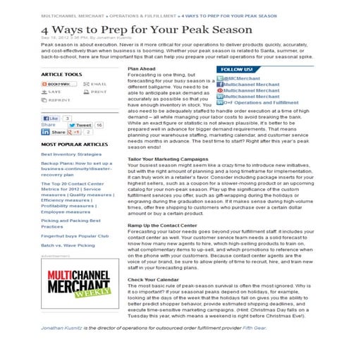 4 Ways to Prep for Your Peak Season | PDF