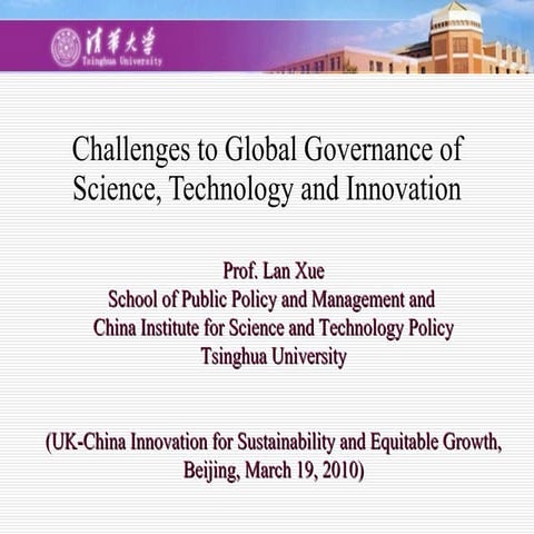 XUE Lan: Challenges to global governance of science, technology and ...