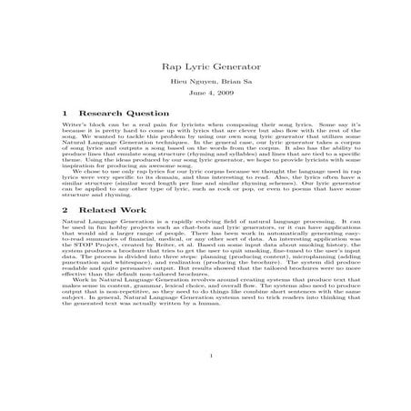 Rap Lyric Generator | PDF