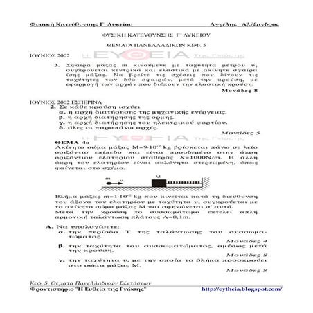 Φυσικη Θεματα Πανελληνιων Κεφ. 5 ΚΡΟΥΣΕΙΣ- DOPPLER | PDF