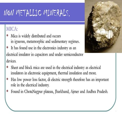 Mica, Conservation of minerals and Hazards of mining | PPT