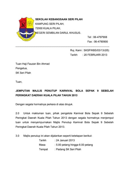 Surat jemputan program jom ke sekolah skpm | DOCX