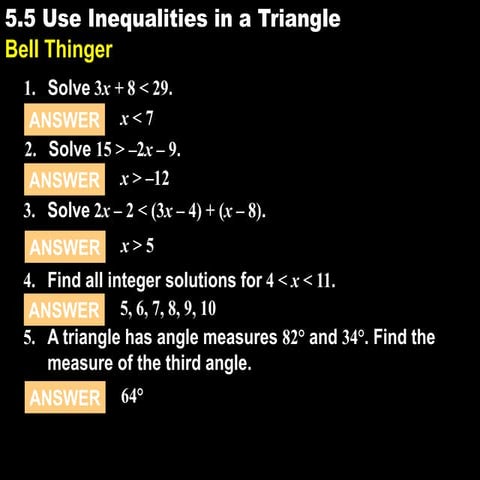 5.5 use inequalities in a triangle | PPTX | Physics | Science