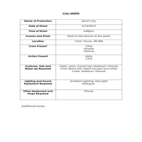 5. call sheet | DOC