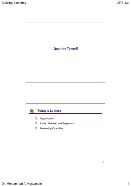 Quantity take off | PPTX | Business and Finance