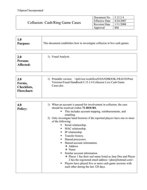 5.15.3.6 collusion tournament cases | DOC | Poker and Professional ...