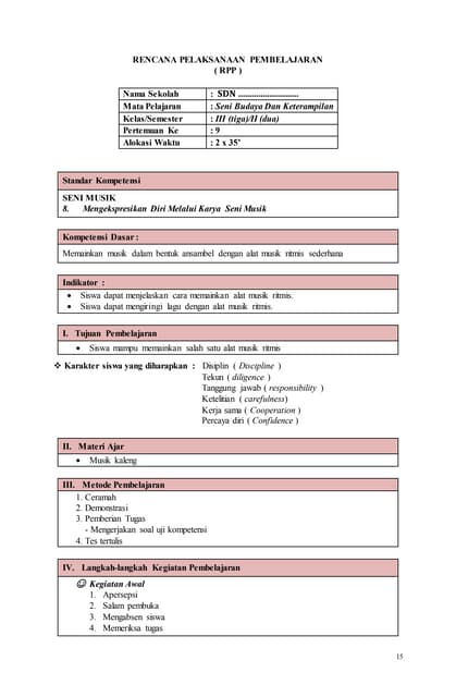 Rpp Seni Budaya Kurikulum 2013 Format penilaian musik http ...