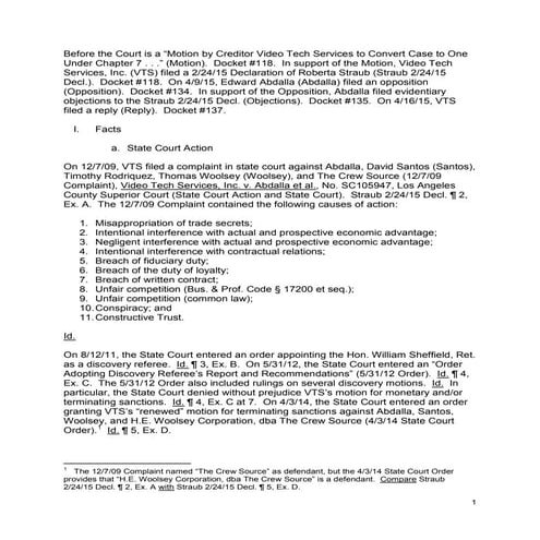 The Crew Source: abdalla motion to convert tentative ruling | PDF