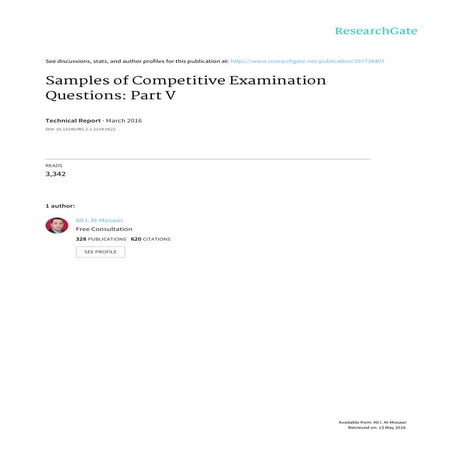 Samples of competitive examination questions: Part V | PDF