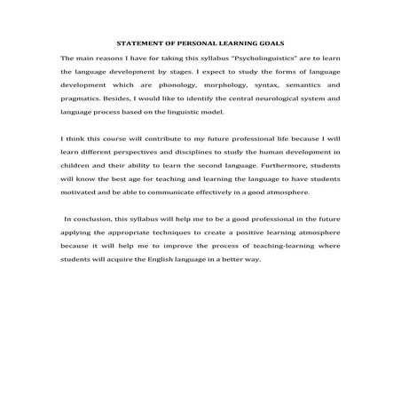 5.- STATEMENT OF PERSONAL LEARNING GOALS | PDF | Education