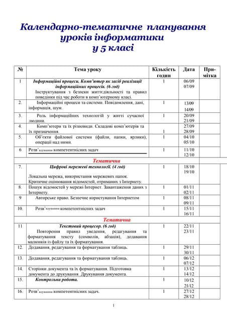 5 klas kalendarne_2016 | PDF
