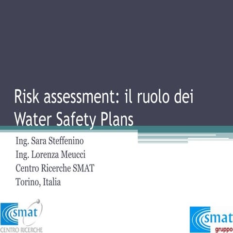 Risk assessment il ruolo dei water safety plans | PPTX