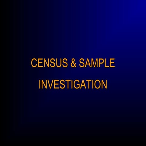 Census Sample Investigation | PPT | Physics | Science