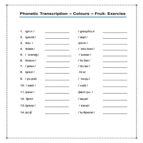 Phonetic transcription-colors-fruit | DOCX
