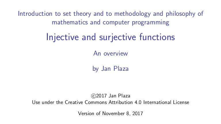 5.5 Injective and surjective functions. A handout.