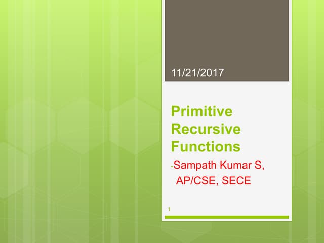5.2 primitive recursive functions | PPT 5.2 primitive recursive functions | PPT