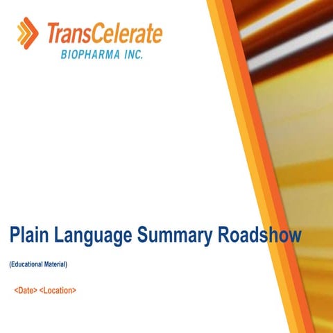 Plain Language Summary Roadshow | PPTX
