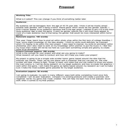 Video Game Proposal | DOCX