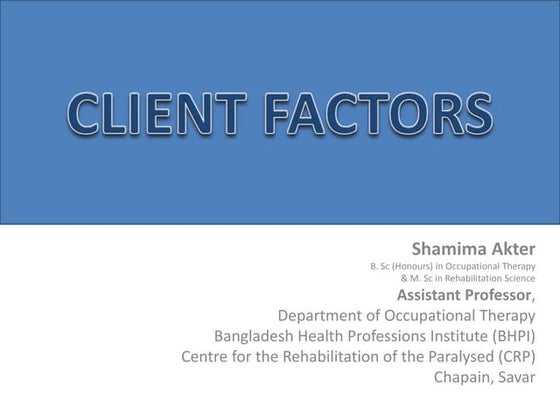contexts and environments in occupational therapy | PPT