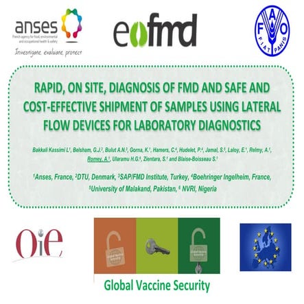 Rapid, on site, diagnosis of FMD and safe and cost-effective shipment ...