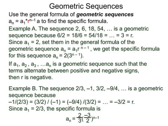 Geometric sequences and geometric means | PPTX