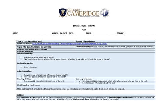 Sm 1.3 exit ticket geography prediction | DOCX | Geography | Science