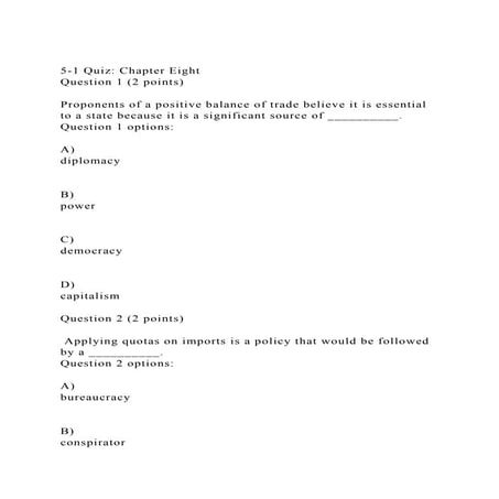 5-1 Quiz Chapter Eight Question 1 (2 points)Proponents of a.docx