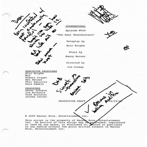 Supernatural 5.09 The Real Ghostbusters script | PDF