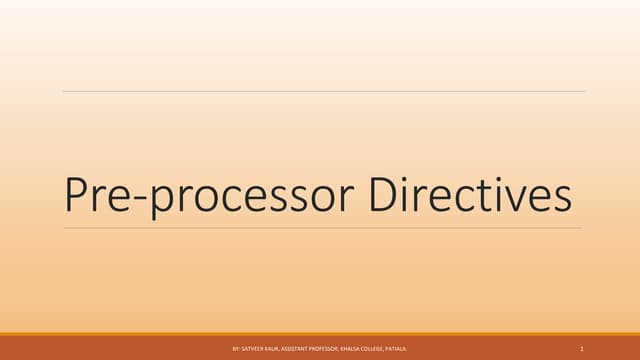 Preprocessor Directives Ppt