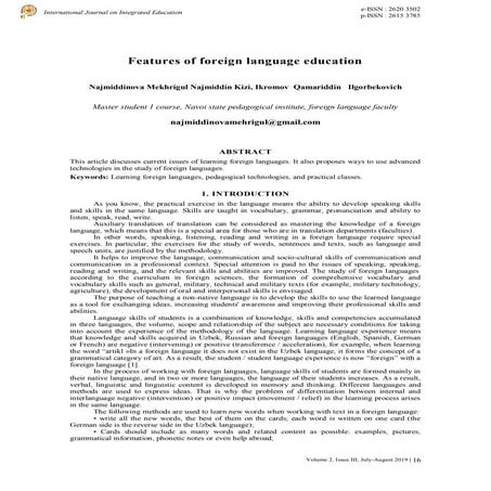 Features of foreign language education | PDF