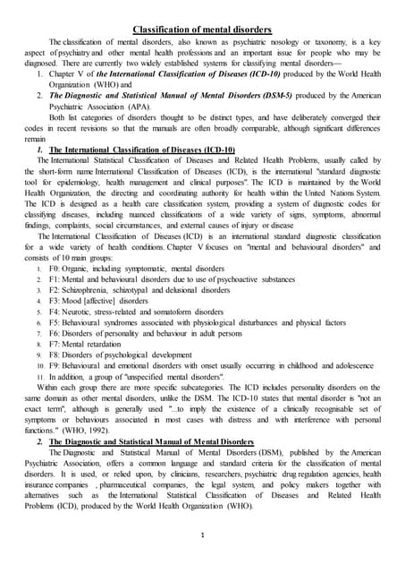 Classification of mental disorder | PPSX