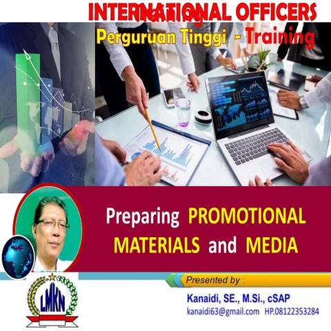 Preparing PROMOTIONAL MATERIALS and MEDIA _Training "INTERNATIONAL ...