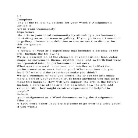 Complete one of the following options for your Week 5 Assignment.docx