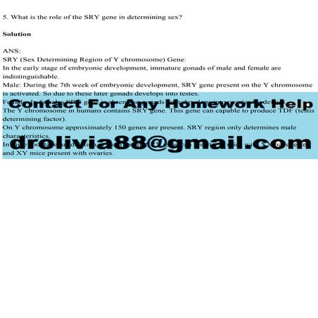 5. What is the role of the SRY gene in determining sexSolution.pdf