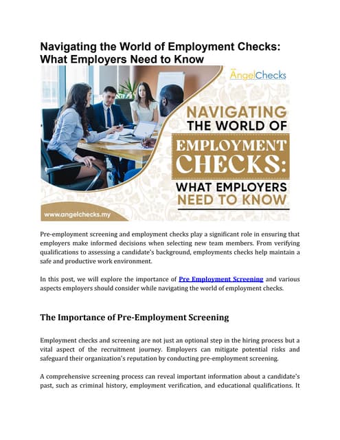 Introduction to Employment Checks and Screening | PPTX