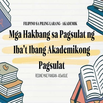 uri ng akademikong pagsulat agenda(filipino sa piling larang akademiko ...
