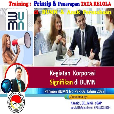 Kegiatan Korporasi Signifikan di BUMN (Permen BUMN No.Per-2 Tahun 2023) _Pelatihan "TATA KELOLA ...