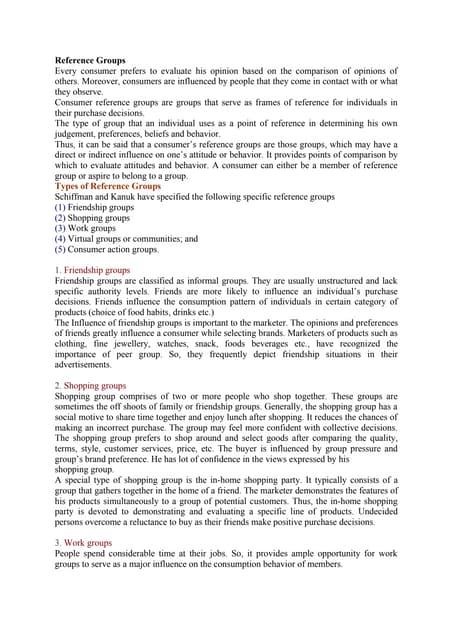 Reference Group And Consumer Behaviour Ppt