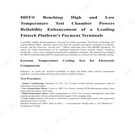 DHT® Benchtop High and Low Temperature Test Chamber Powers Reliability ...