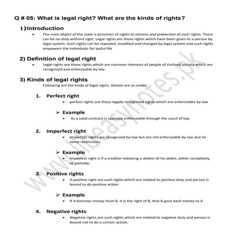 Legal Rights Kinds English Jurisprudence | PDF
