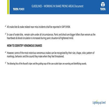 Basic safety against snake bite at work place | PPTX