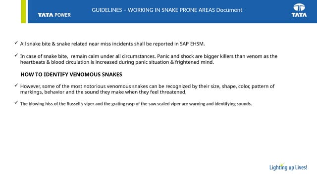 Basic safety against snake bite at work place | PPTX