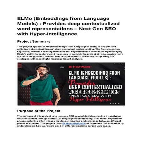 Unlock Deep Meaning with the “**ELMo (Embeddings from Language Models ...