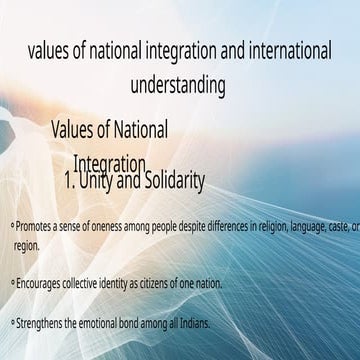 Values of National Integration and International Understanding | PPTX