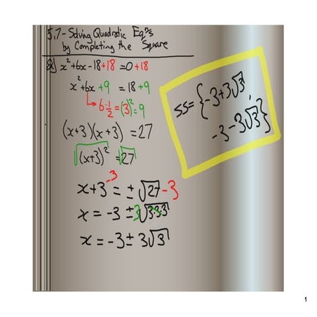 5 7 Solving Quads By Completing The Square | PDF