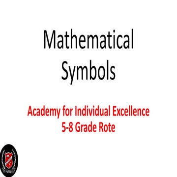 Mathematical Symbols - AIE Rote | PPT