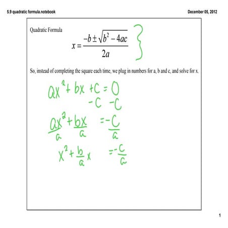 5.9 quadratic formula | PPT